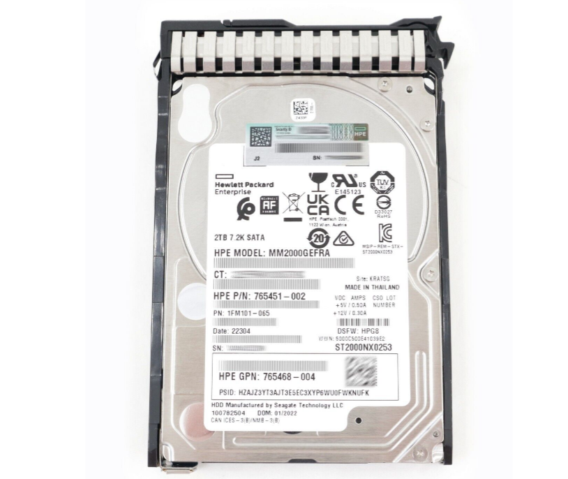 New HPE SC 2TB SATA 6G 7.2K SFF 512e Midline DS HDD 765869-001 765455 ...