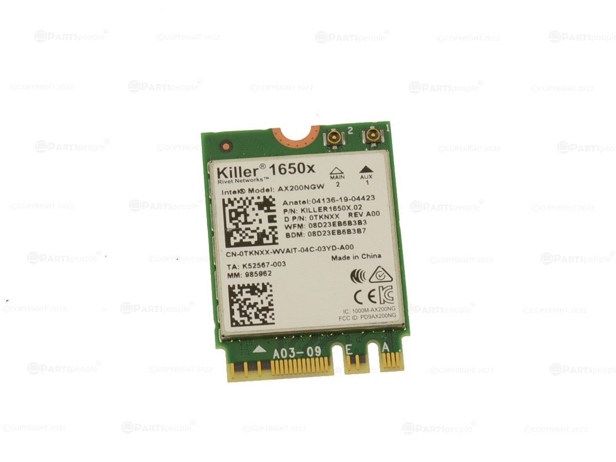 Used Killer 1650x Wireless Dual Band WLAN WiFi 802.11ax Bluetooth 5.2 ...